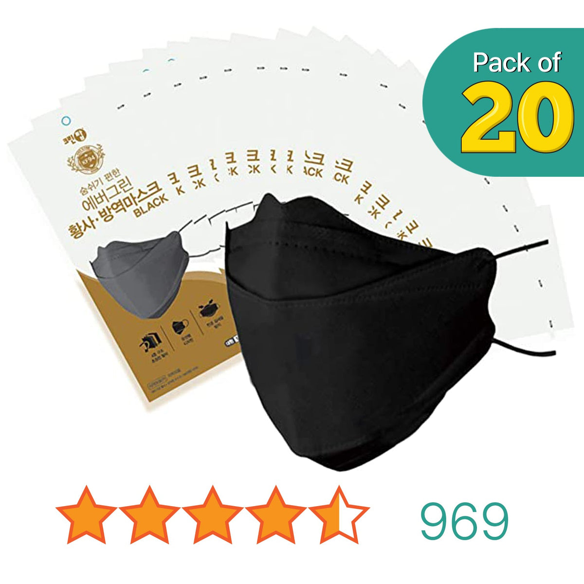 [20PCS] Cleantop KF94 BLK Premium Mask | Made in Korea - KN FLAX